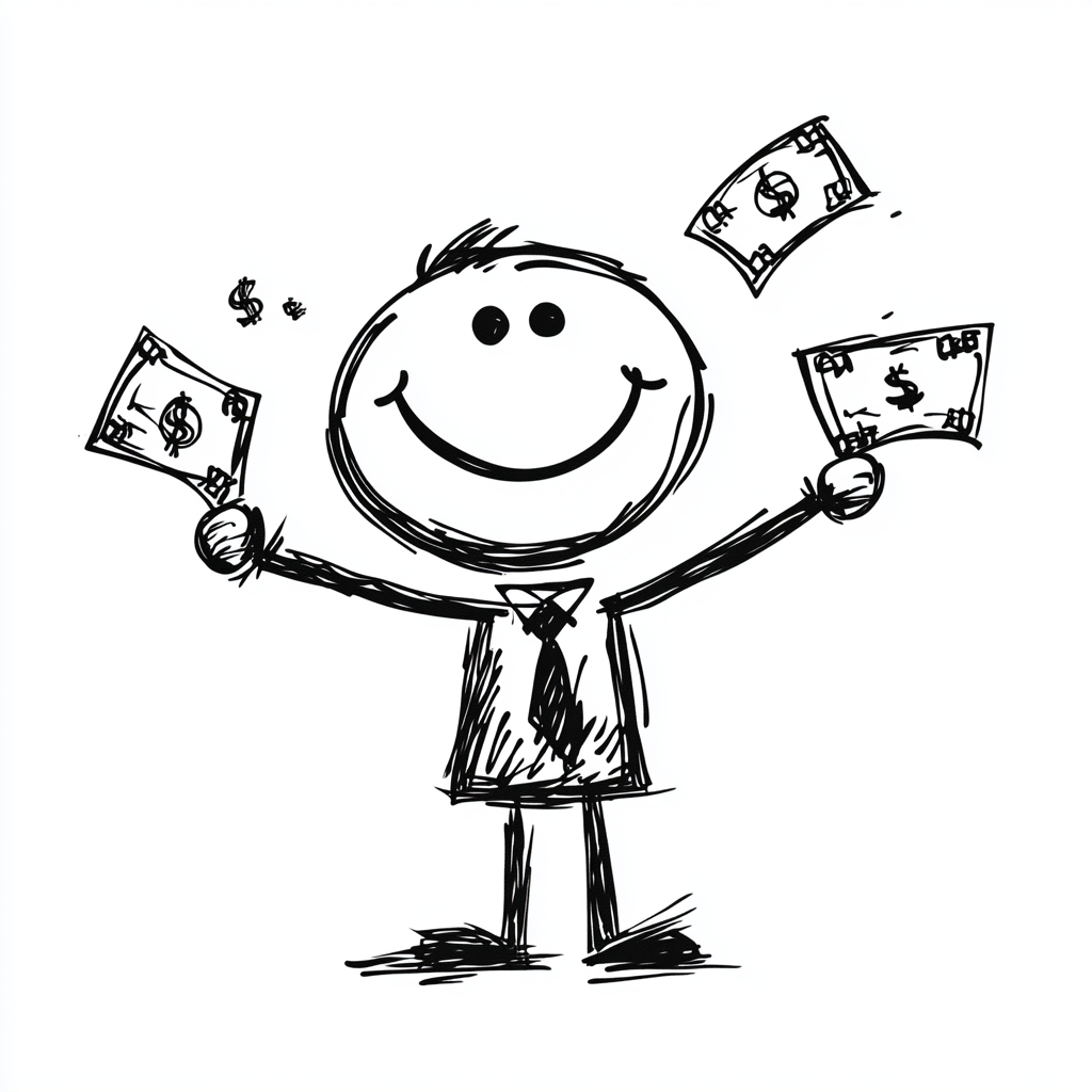 Free: Talented Young Businessman Stick Figure with Money on White ...
