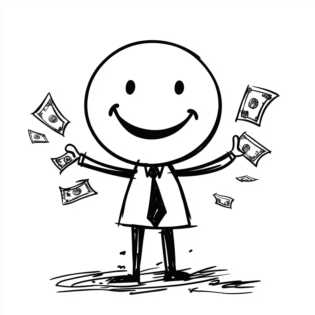 Free: Talented Young Businessman Stick Figure with Money on White ...