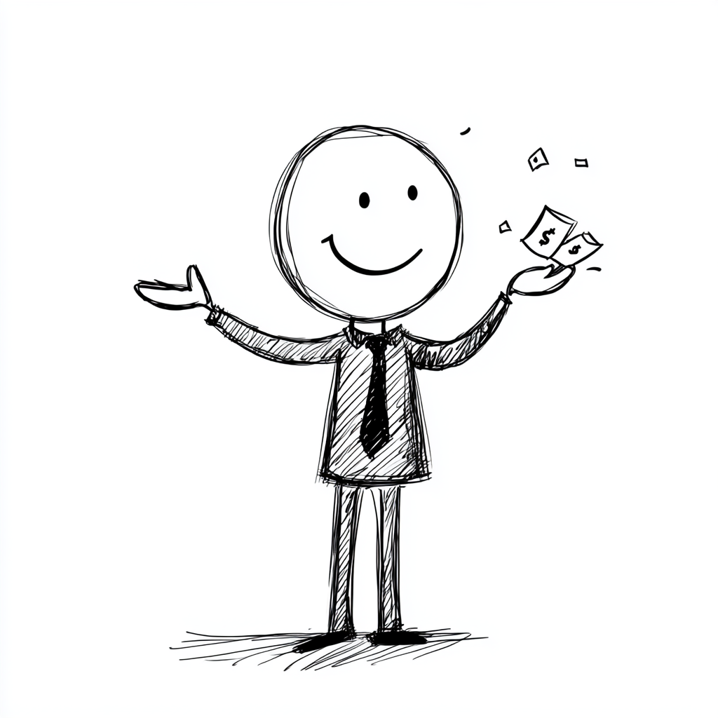 Free: Talented Young Businessman Stick Figure with Money on White ...