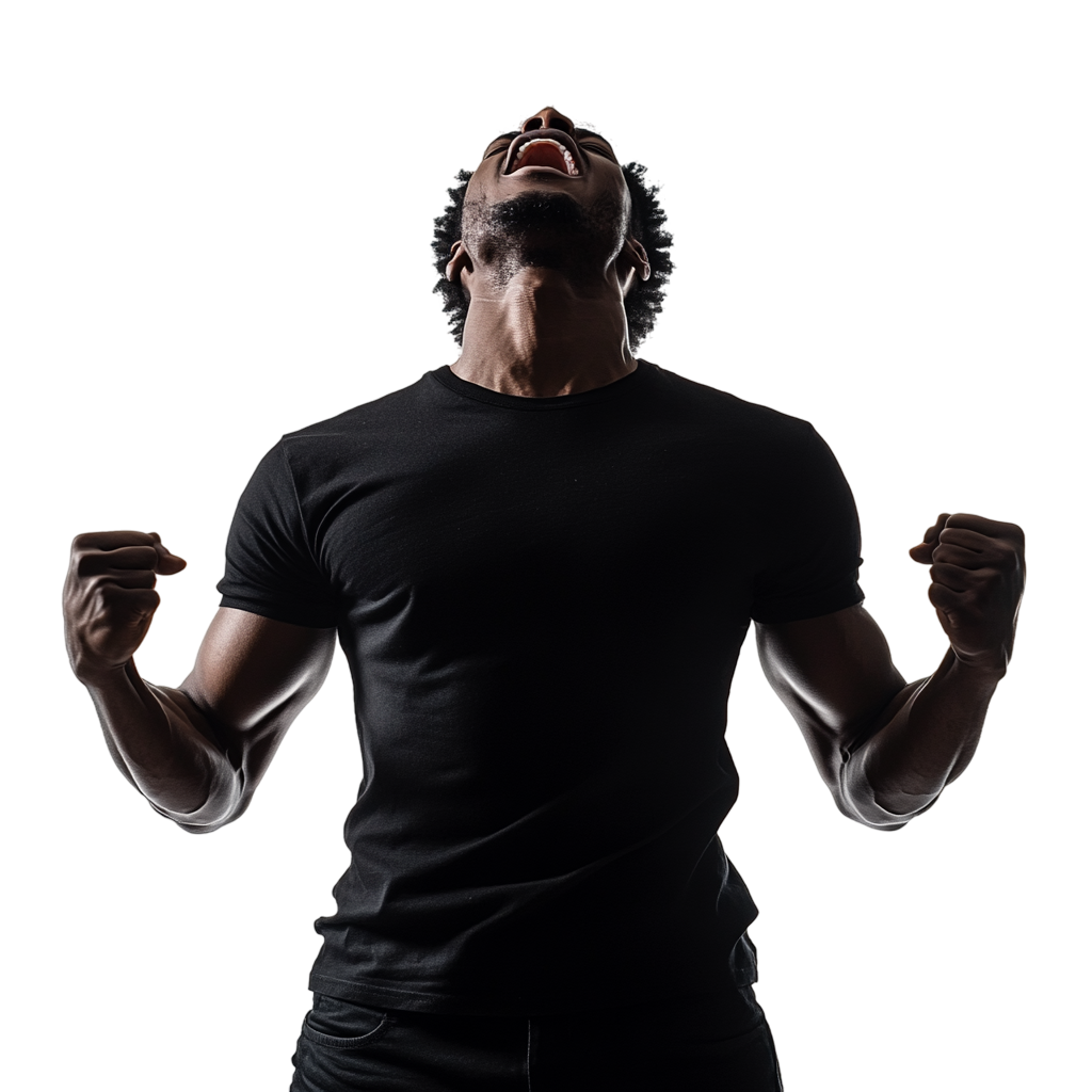 Free: PNG Man Celebrating Strength in Black Clothing Against White ...