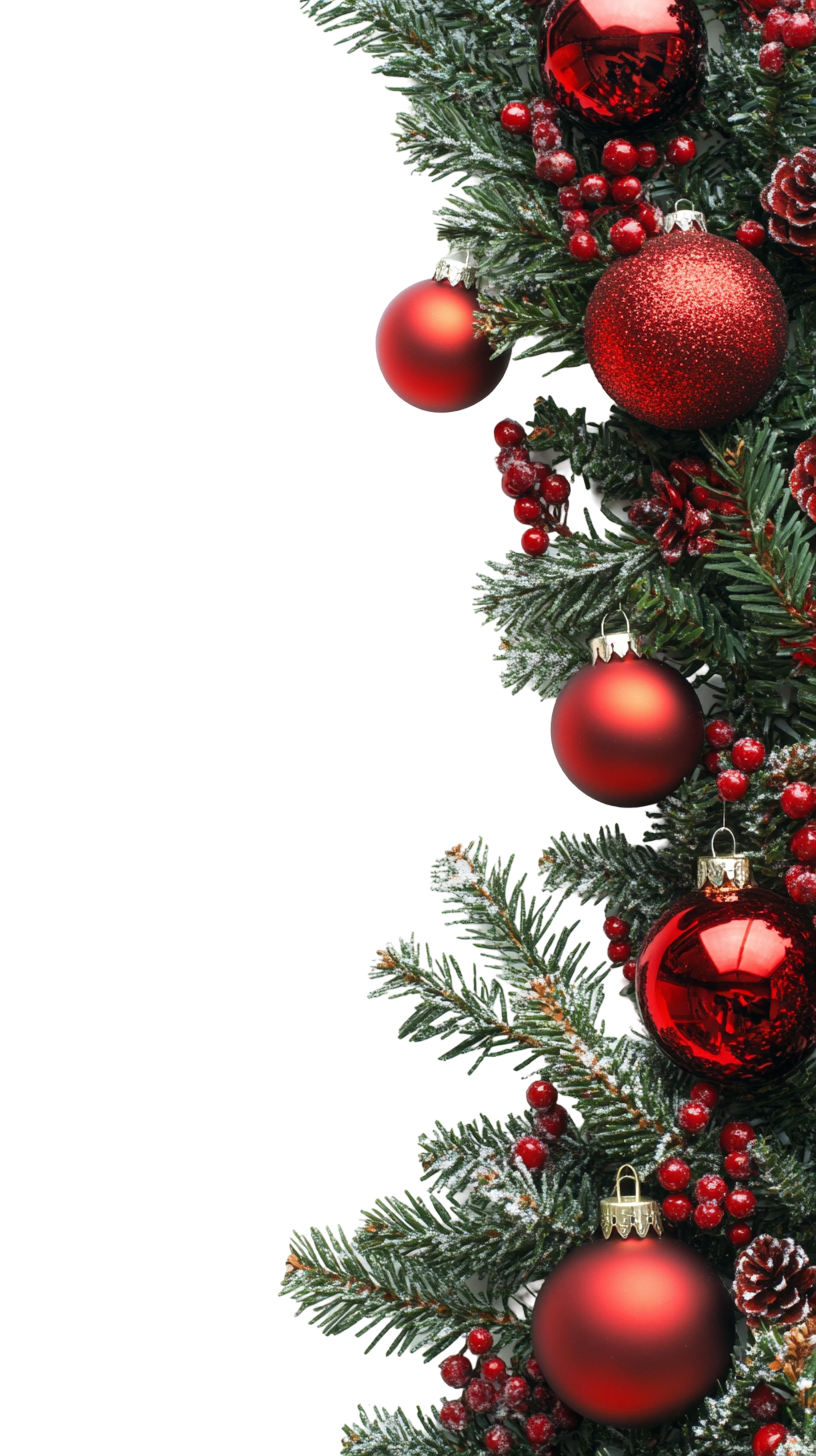 Free: Christmas Tree Border And Ornaments Decoration Isolated On w ...