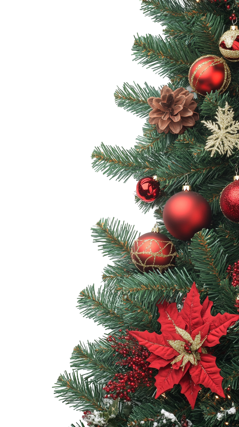 Free: Christmas Tree Border And Ornaments Decoration Isolated On w ...