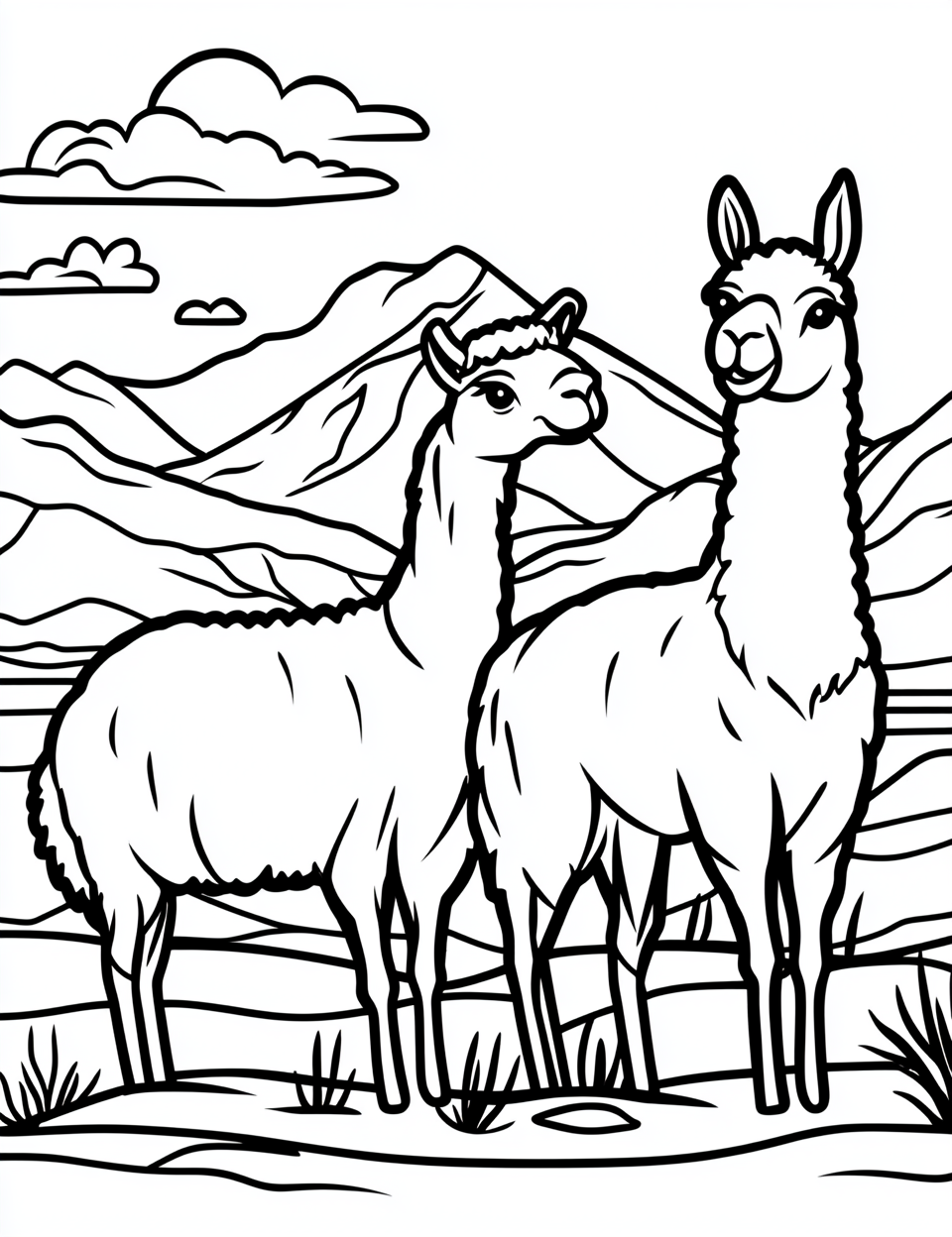 Free: Llamas in the Woods Coloring Page for Kids - Easy Cartoon Style ...