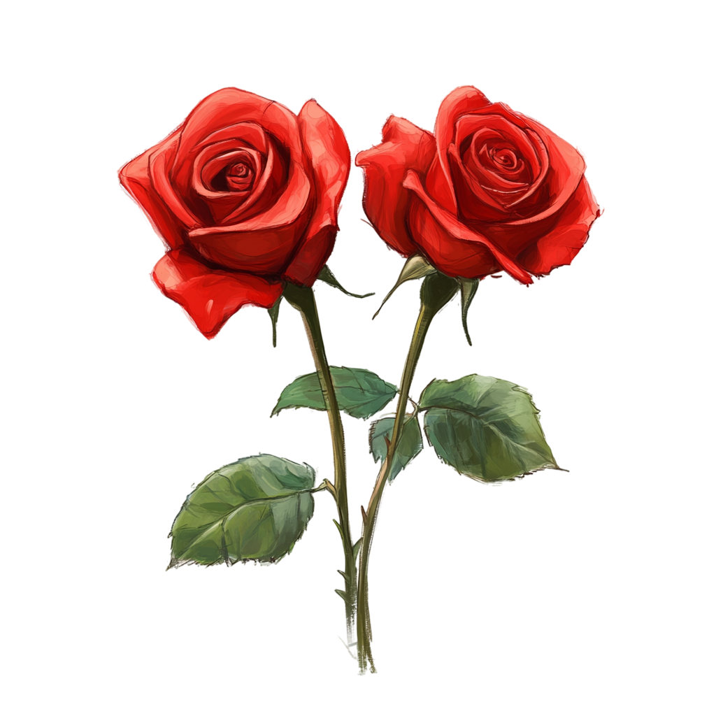Free: front view of two red roses on a flat surface, surface is wh ...