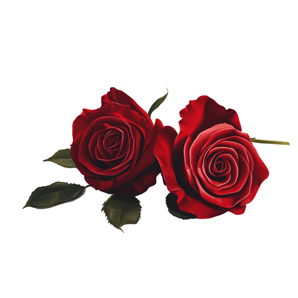 Free: front view of two red roses on a flat surface, surface is wh ...