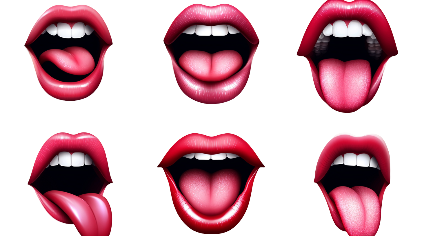 Free: Realistic female lips. Gloss mouths with bright lipstick, 3d ...