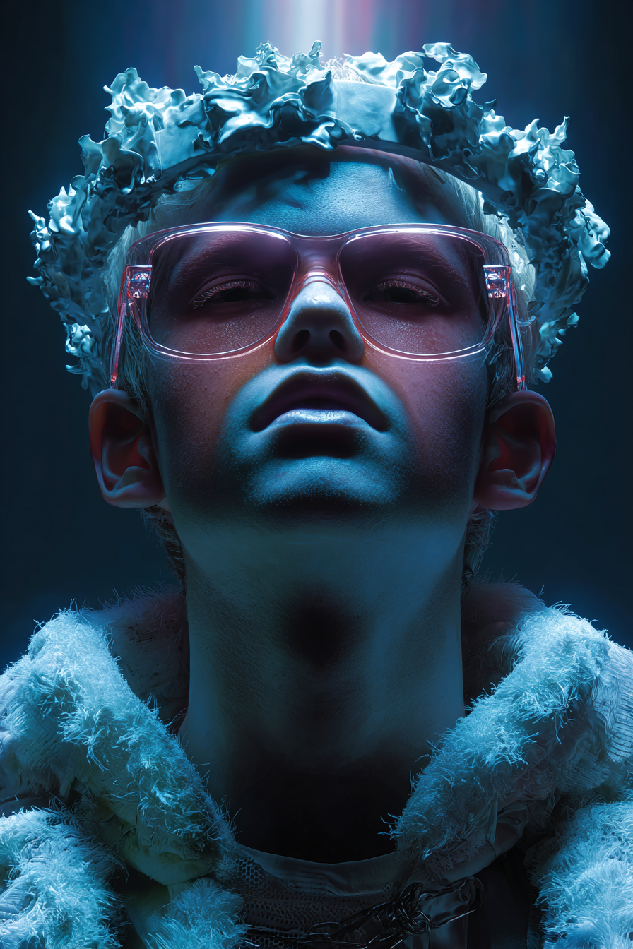 Free: Futuristic Androgynous Portrait in Neon Colors - nohat.cc