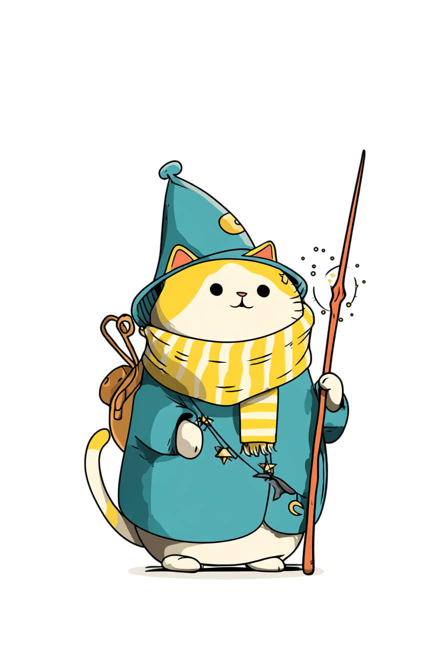 Free: PNG Chubby Cat Mage Casting a Spell - nohat.cc