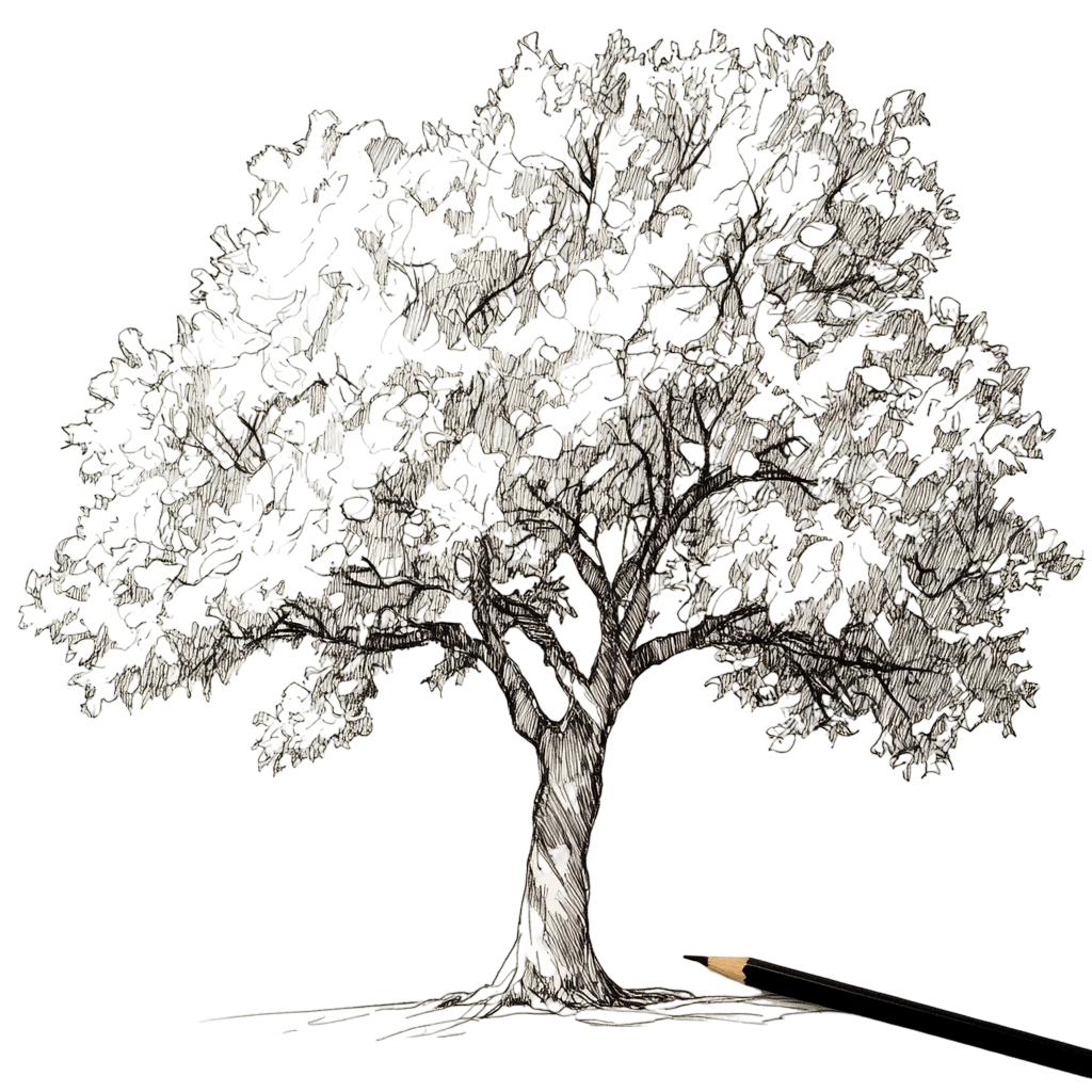 Free: Simple Line Drawing Icon of an Oak Tree - nohat.cc