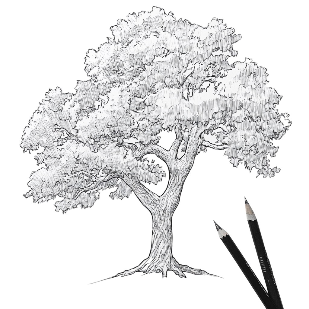 Free: Simple Line Drawing Icon of an Oak Tree - nohat.cc