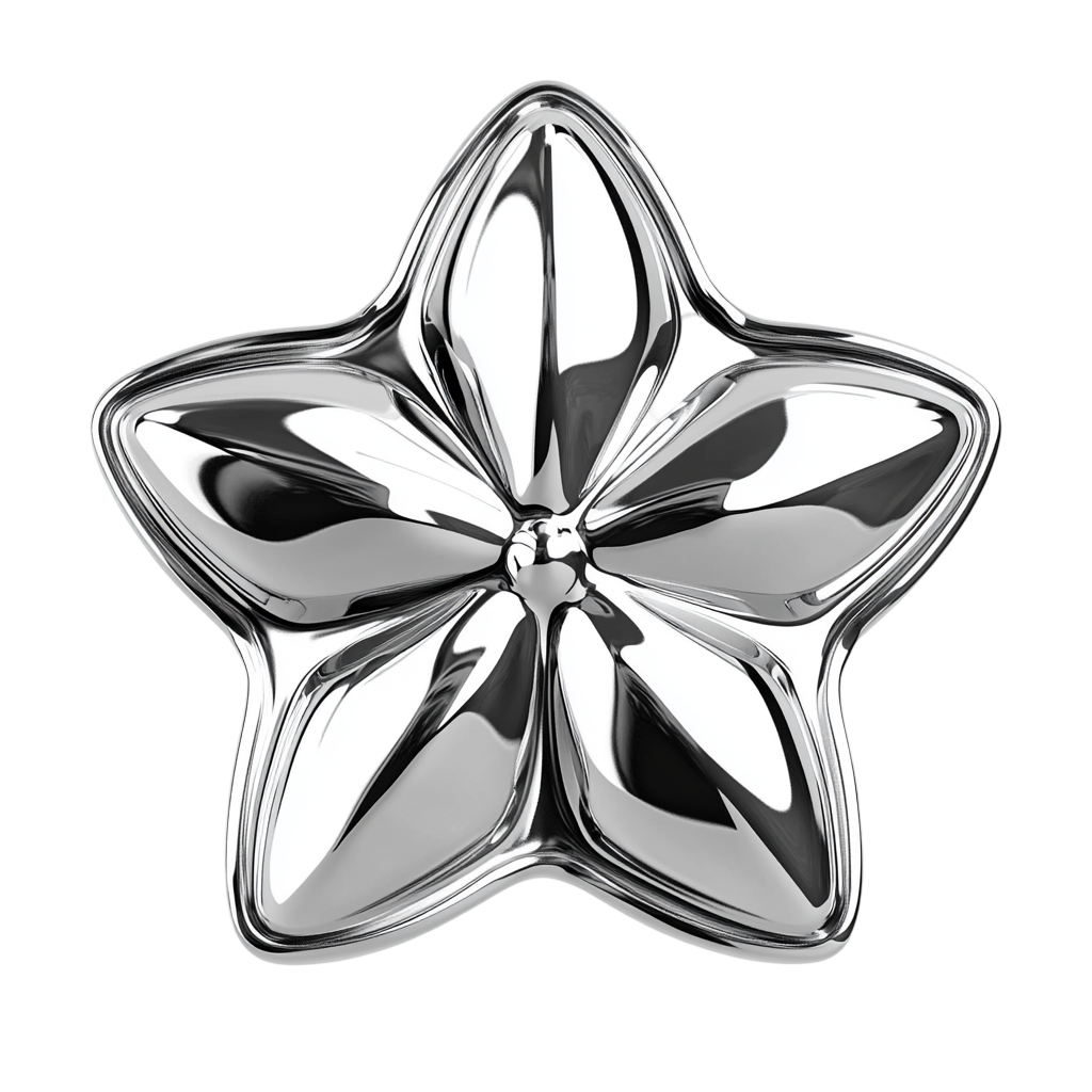 Free: 3D Silver Star Icon: Monochrome Chrome Design - nohat.cc