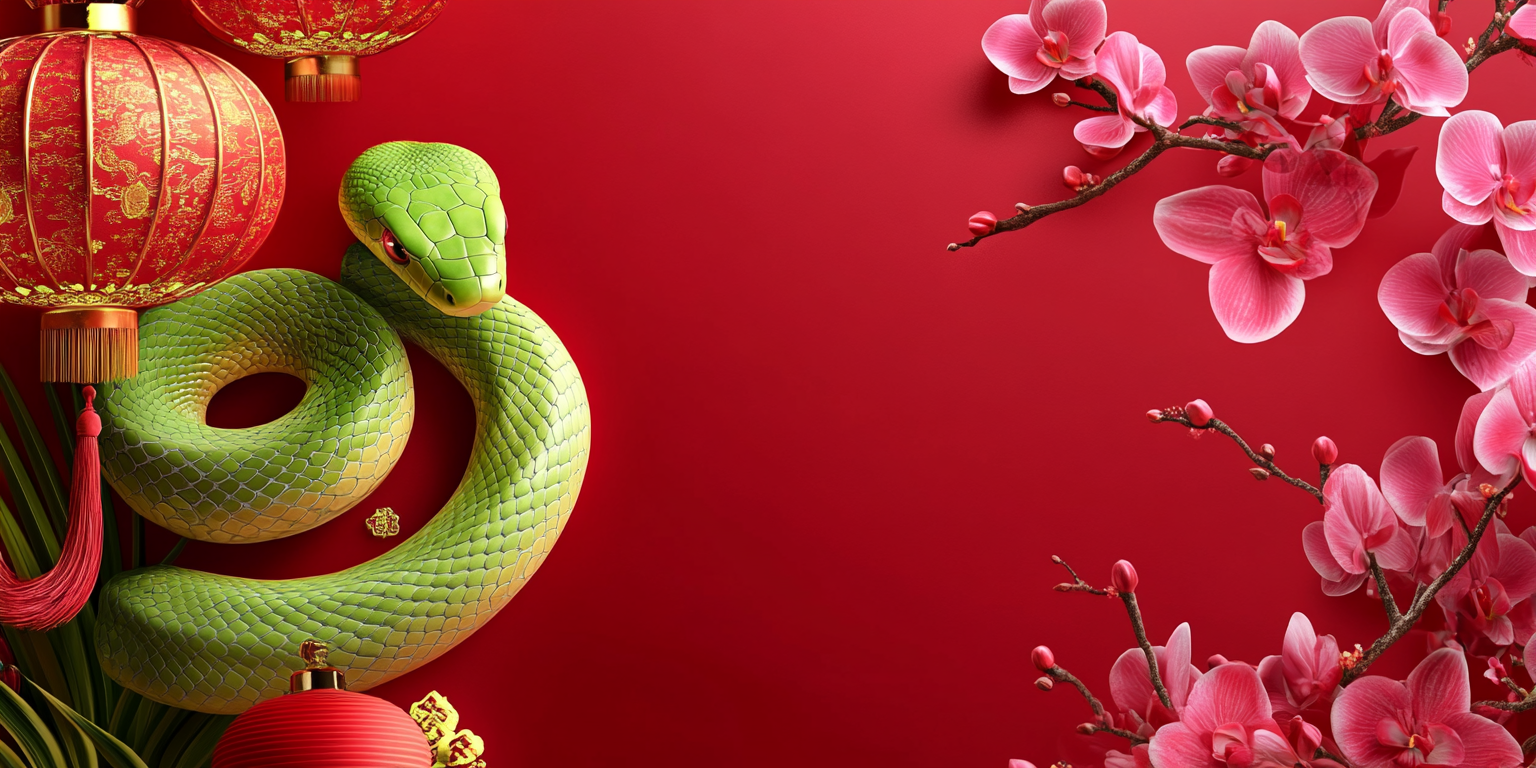 Free: Cute green snake in vibrant red vase for Chinese New Year decor ...