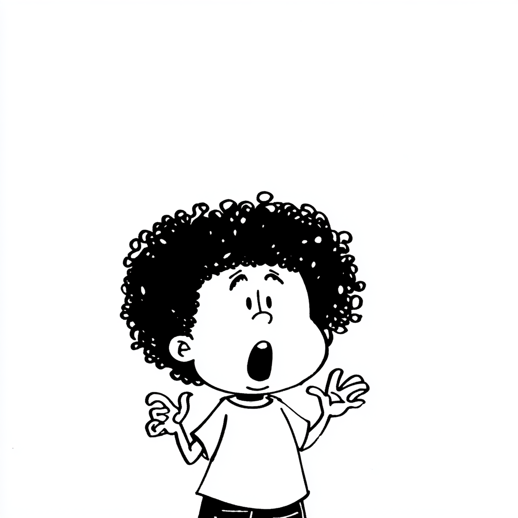 Free: Young boy in shock and excitement, messy black hair, comic-style ...