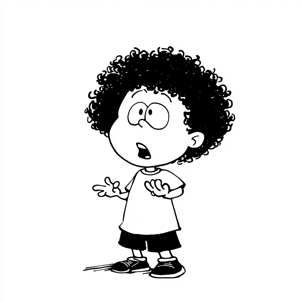 Free: Young boy in shock and excitement, messy black hair, comic-style ...