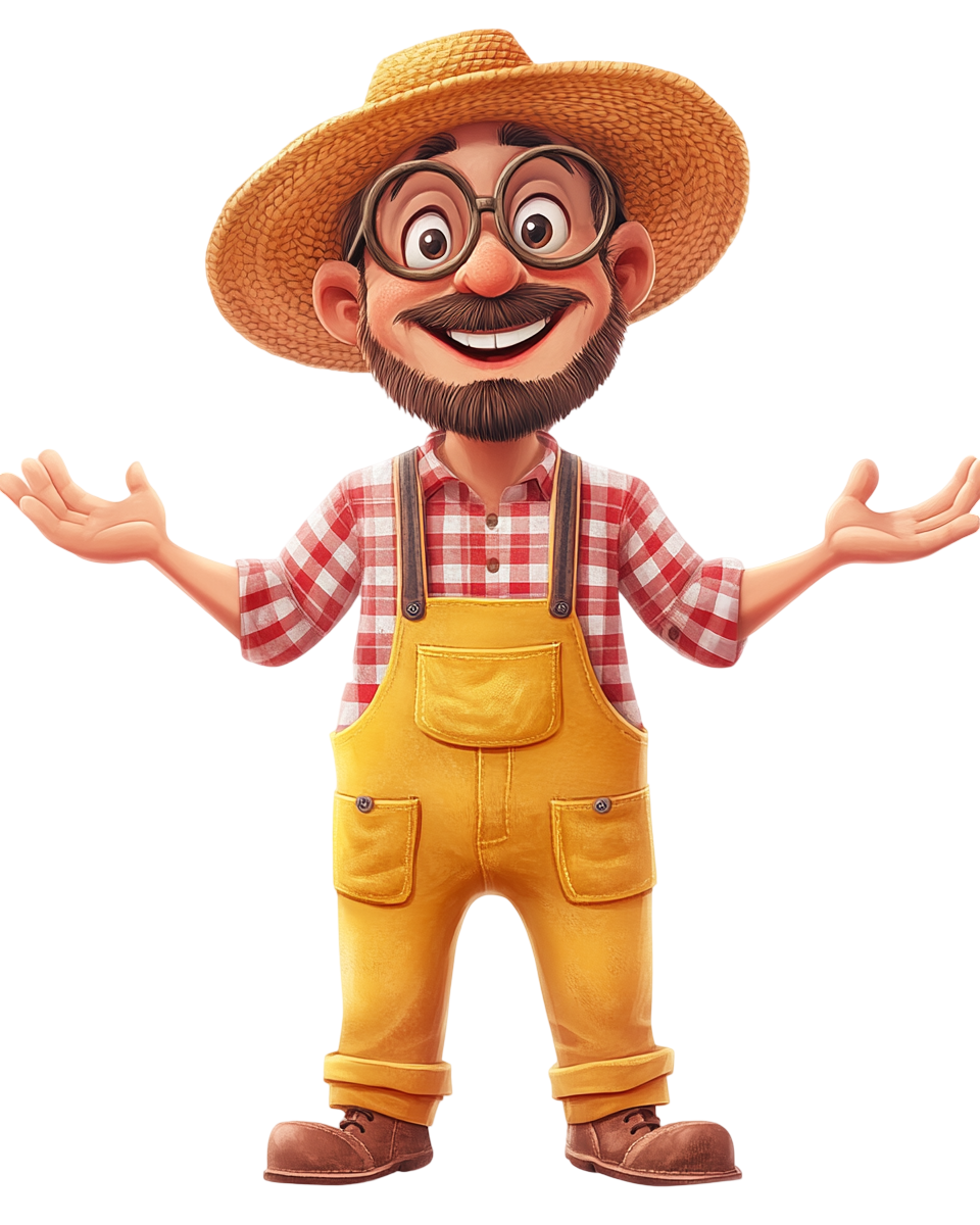 Free: Cheerful Cartoon Farmer: Fun and Playful Character Design - nohat.cc