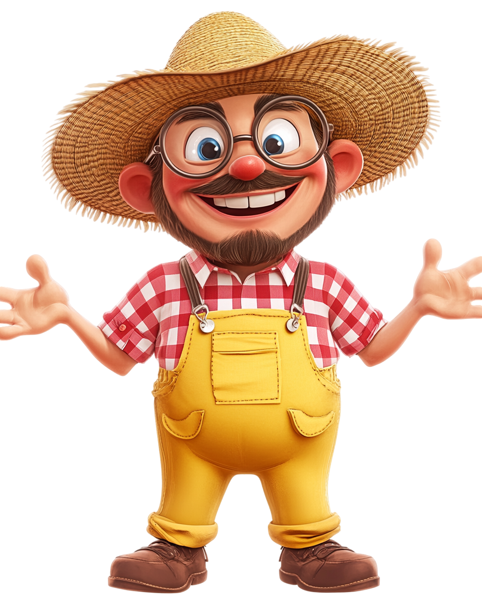 Free: Cheerful Cartoon Farmer: Fun and Playful Character Design - nohat.cc