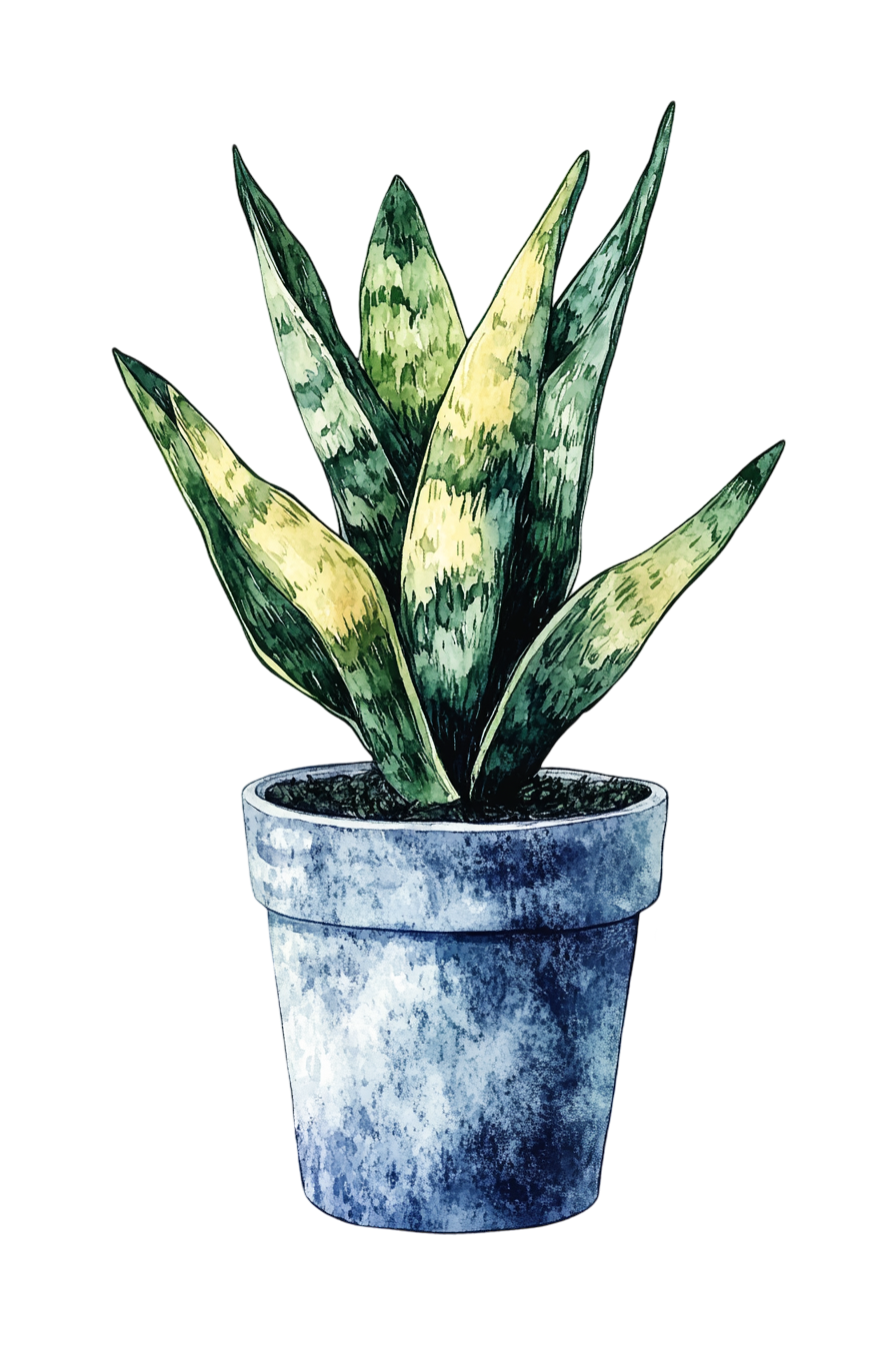 Free: Whimsical Snake Plant: Hand-Drawn Watercolor Art - nohat.cc