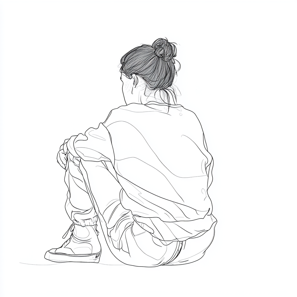 Free: Minimalist Vector Line Drawing of a Seated Person - nohat.cc