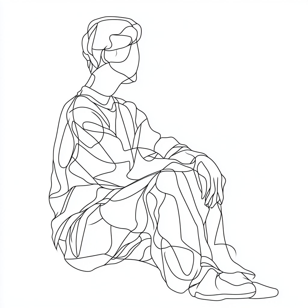 Free: Minimalist Vector Line Drawing of a Seated Person - nohat.cc