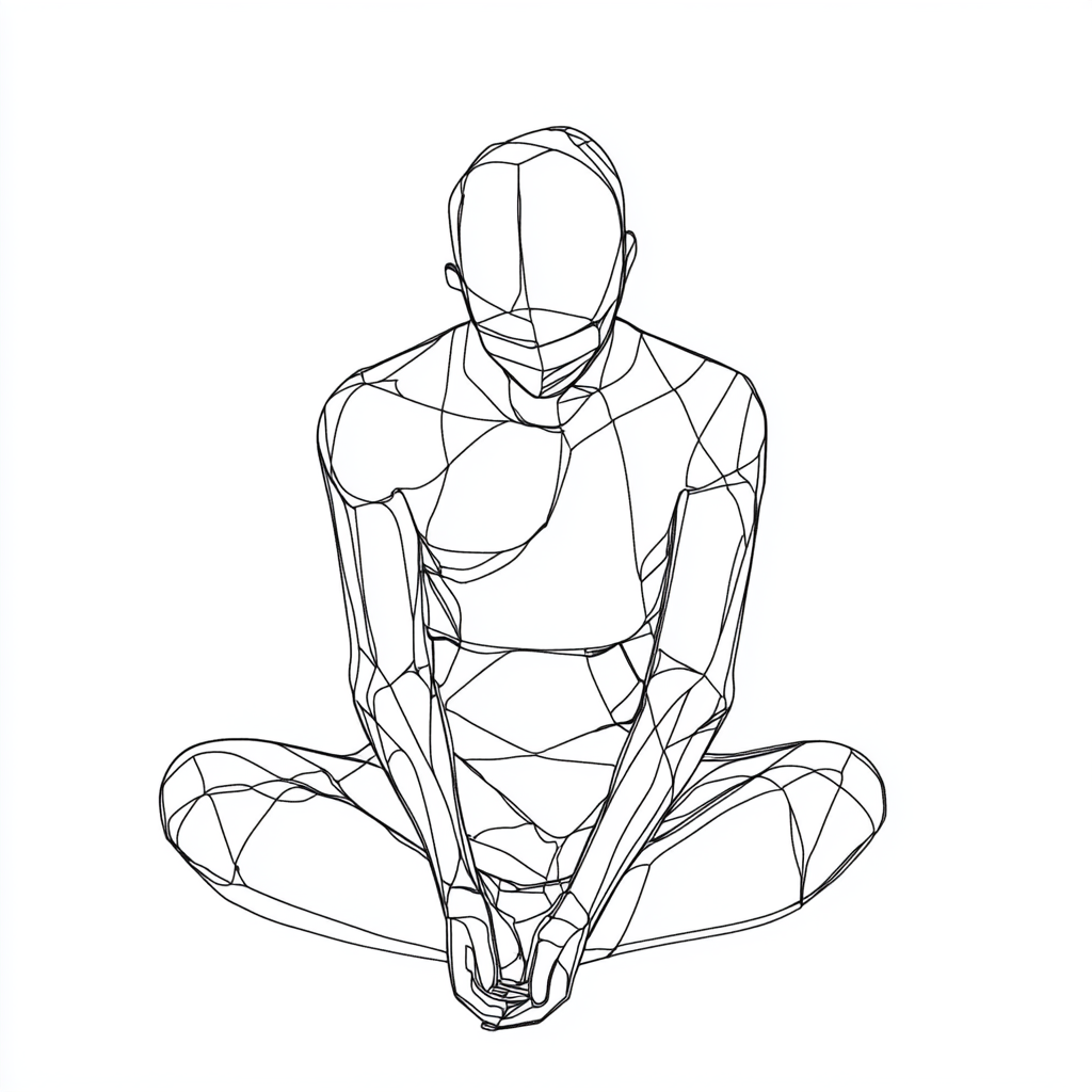 Free: Minimalist Vector Line Drawing of a Seated Person - nohat.cc