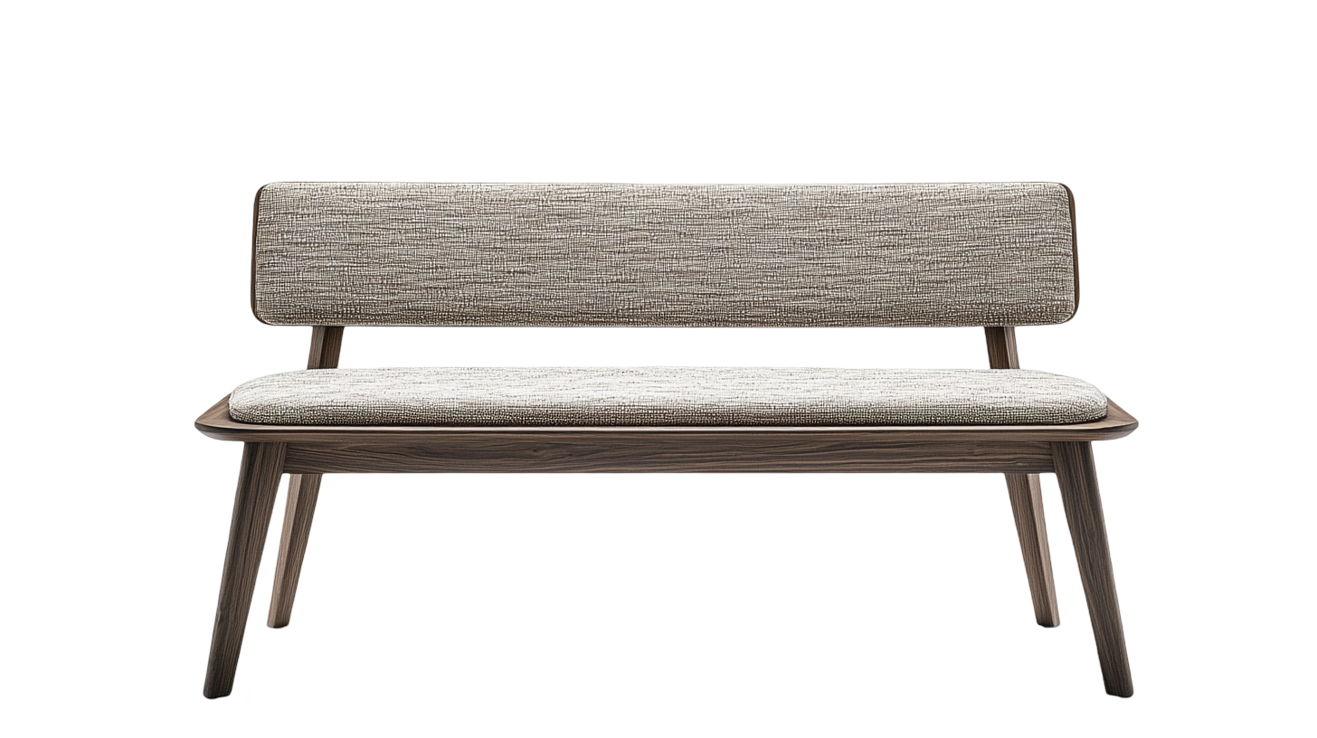 Free: a modern dining bench in dark oak wood a backrest and fabric ...