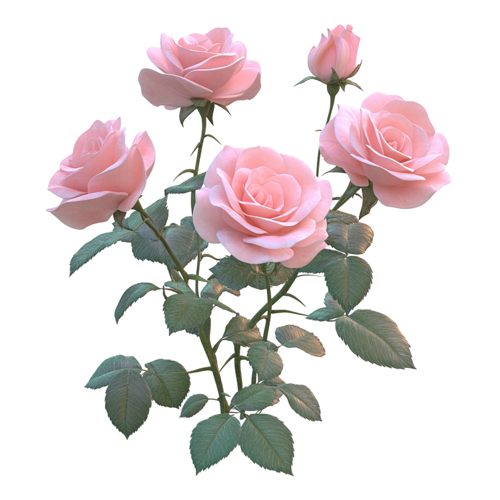 Free: pink roses, 3D pixar digital art, plain white background - nohat.cc