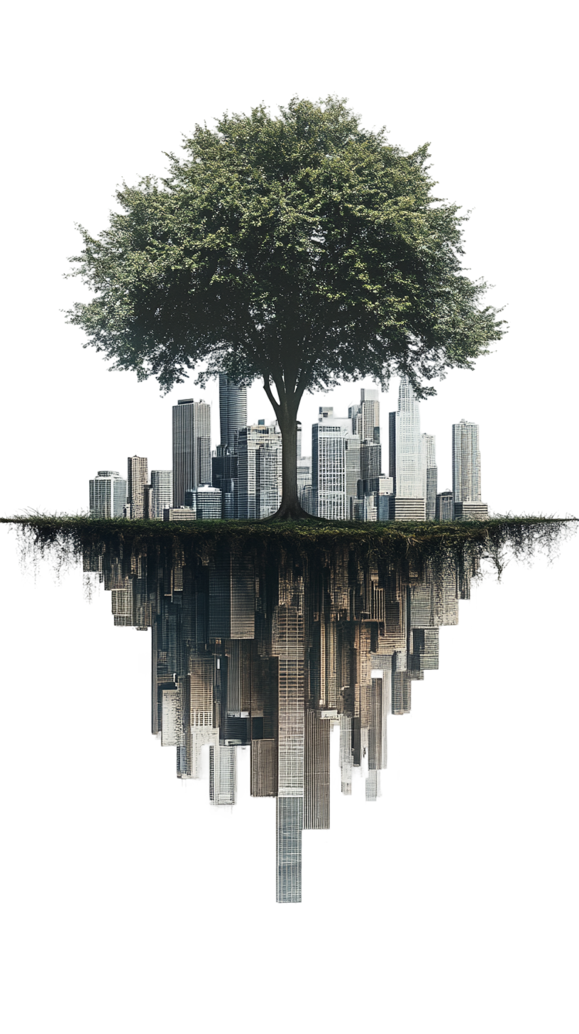 Free: A complete cityscape tree, temperate climate tree, white bac ...