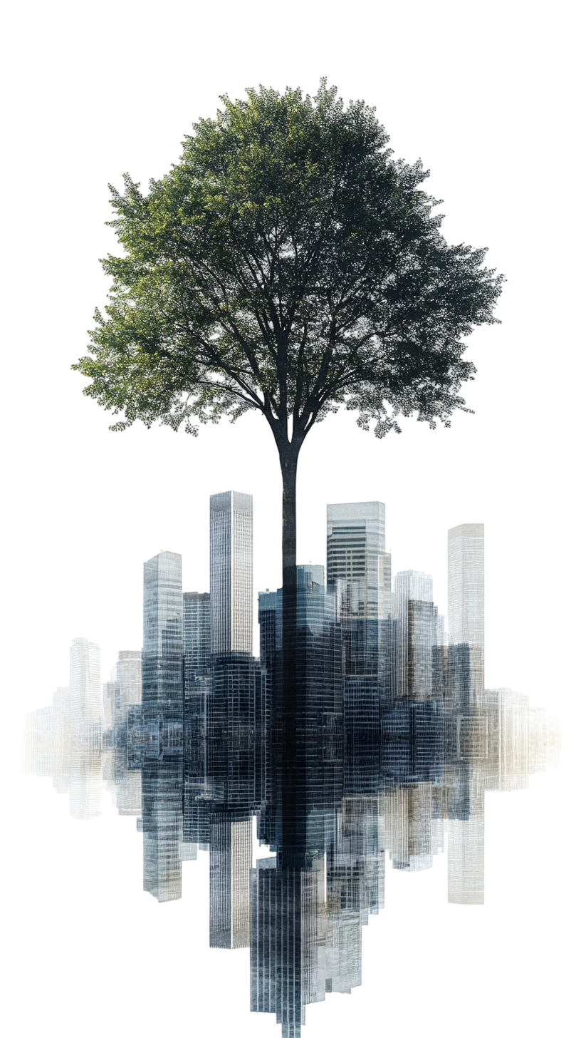 Free: A complete cityscape tree, temperate climate tree, white bac ...