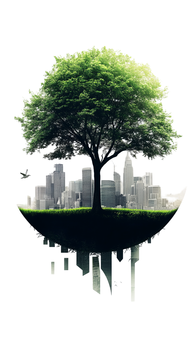 Free: A complete cityscape tree, temperate climate tree, white bac ...