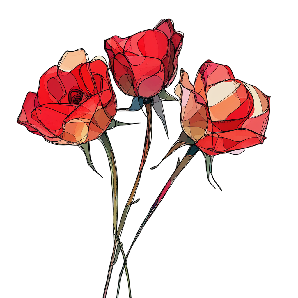 Free: Elegant Trio: Red Roses in Simple Vector Design - nohat.cc