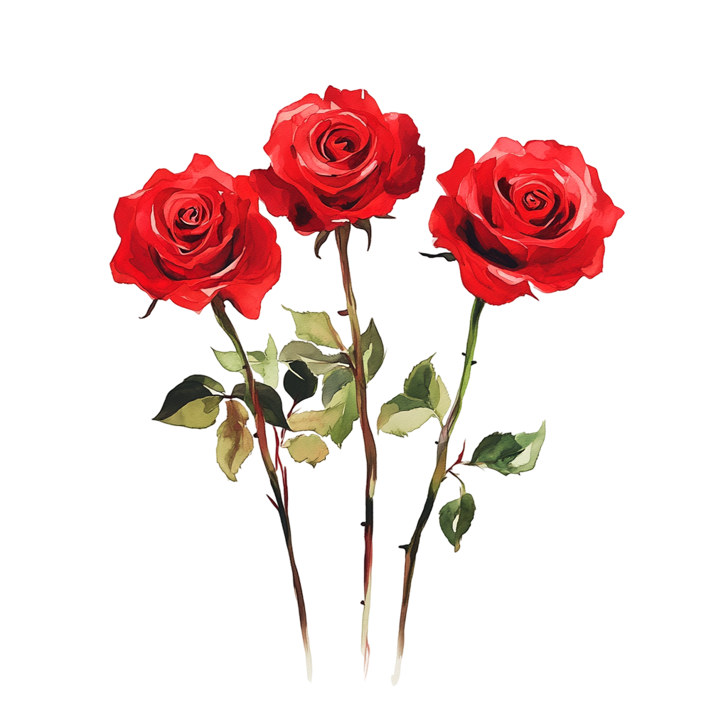 Free: Elegant Trio: Red Roses in Simple Vector Design - nohat.cc