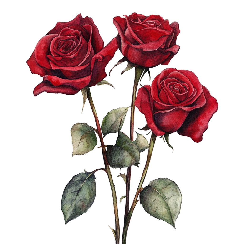 Free: Elegant Trio: Red Roses in Simple Vector Design - nohat.cc