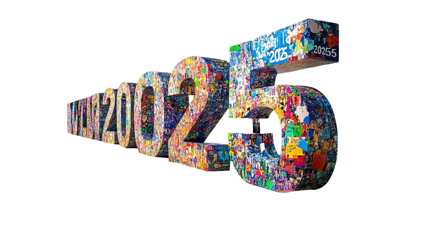 Free: Large letters "2025" made from positive images of love and l ...