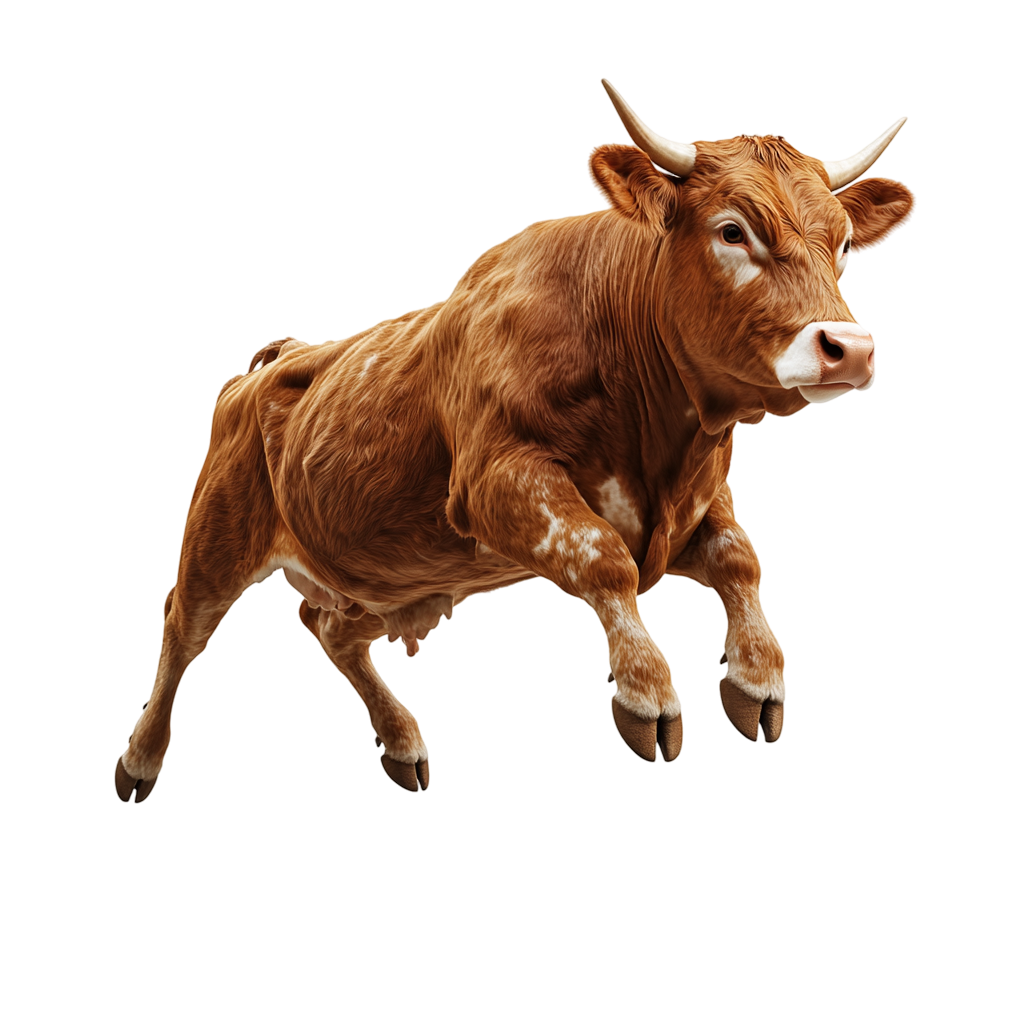 Free: PNG Leaping Brown Cow in Farm Pasture with Strong Build and ...
