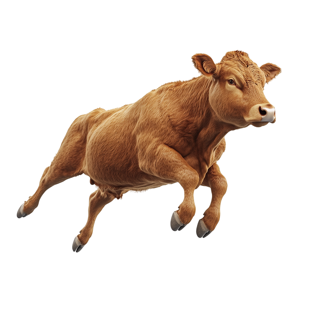 Free: PNG Leaping Brown Cow in Farm Pasture with Strong Build and ...