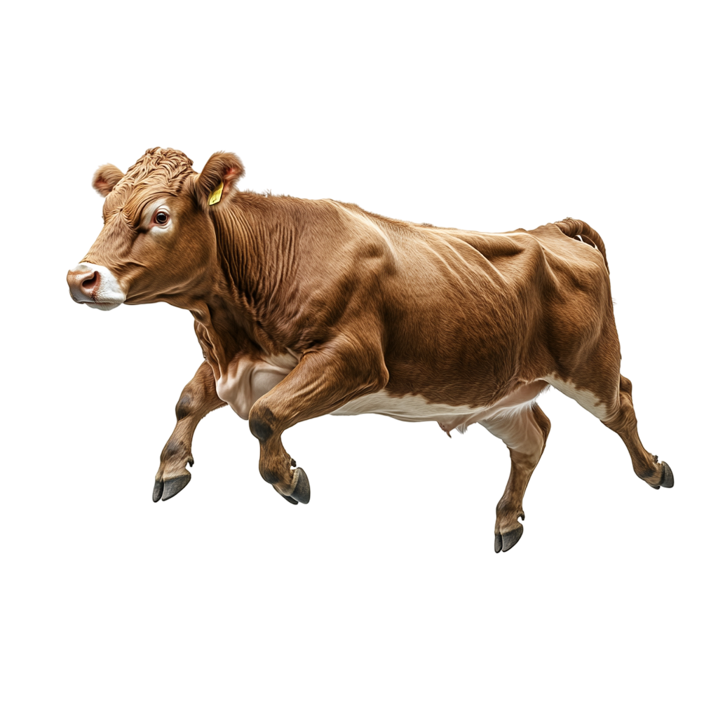Free: PNG Leaping Brown Cow in Farm Pasture with Strong Build and ...