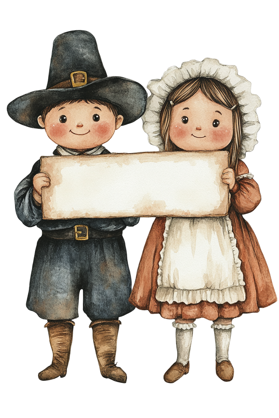 Free: cute and adorable whimsical full body pilgrim couple holding ...