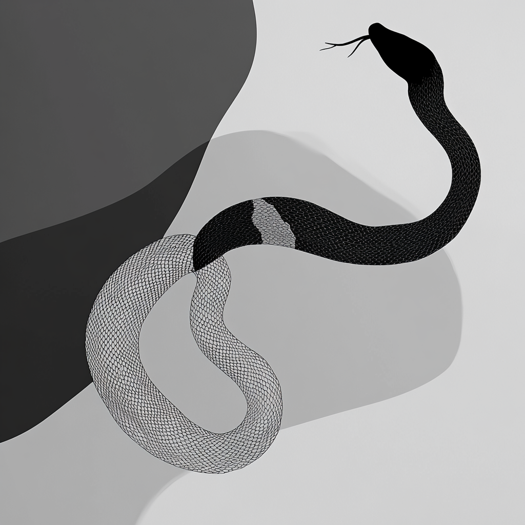 Free: Snake in Minimalist Black and White Illustration for 2025 Design ...