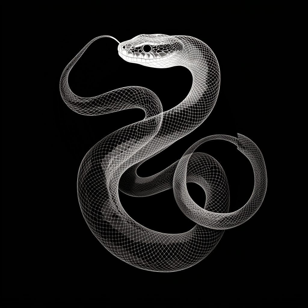 Free: Snake in Minimalist Black and White Illustration for 2025 Design ...