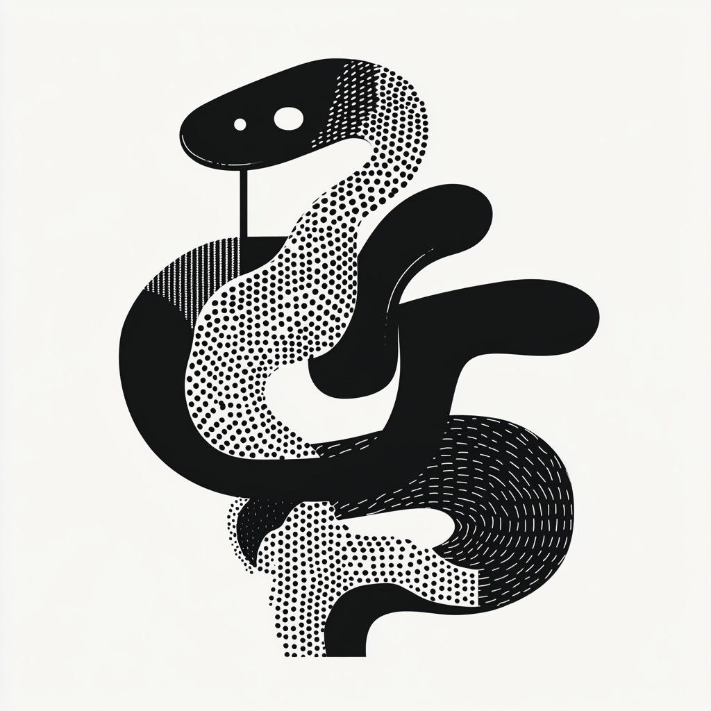 Free: Snake in Minimalist Black and White Illustration for 2025 Design ...
