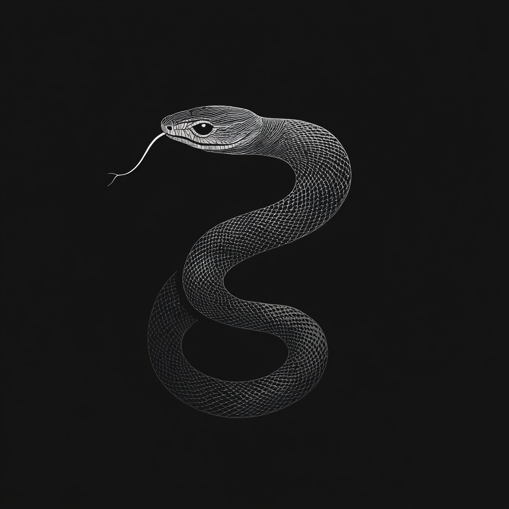Free: Snake in Minimalist Black and White Illustration for 2025 Design ...