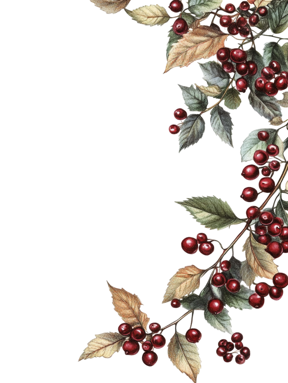 Free: Rustic Berry And Leaf Corner Border On White Background - nohat.cc