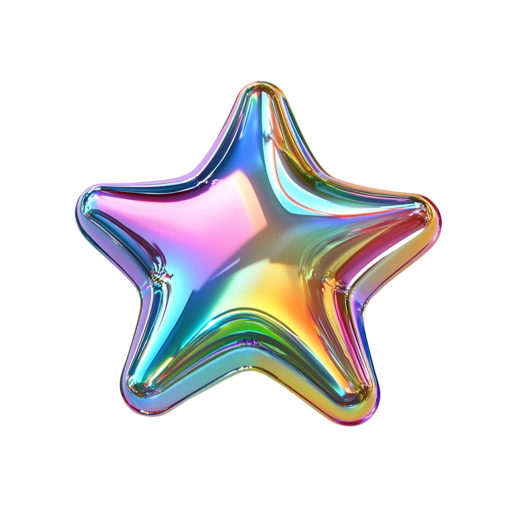 Free: Floating Iridescent Rainbow Chrome Star in Bubble Style - nohat.cc