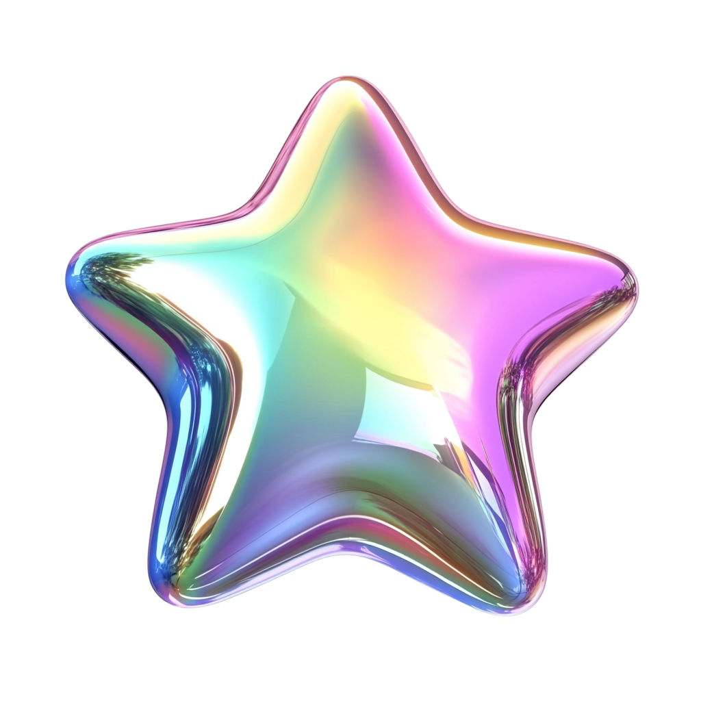 Free: Floating Iridescent Rainbow Chrome Star in Bubble Style - nohat.cc