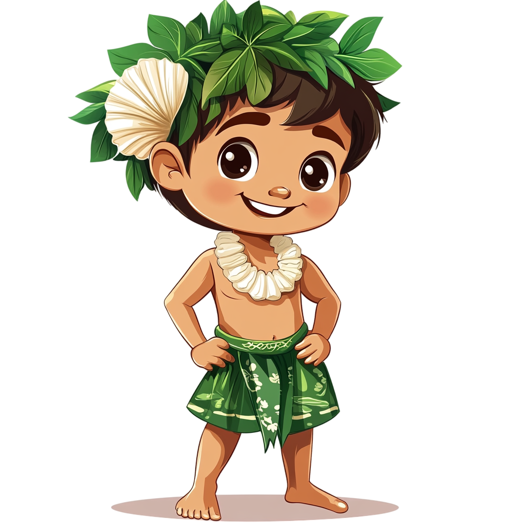 Free: a cartoon image of a CHamoru boy wearing traditional chamorr ...