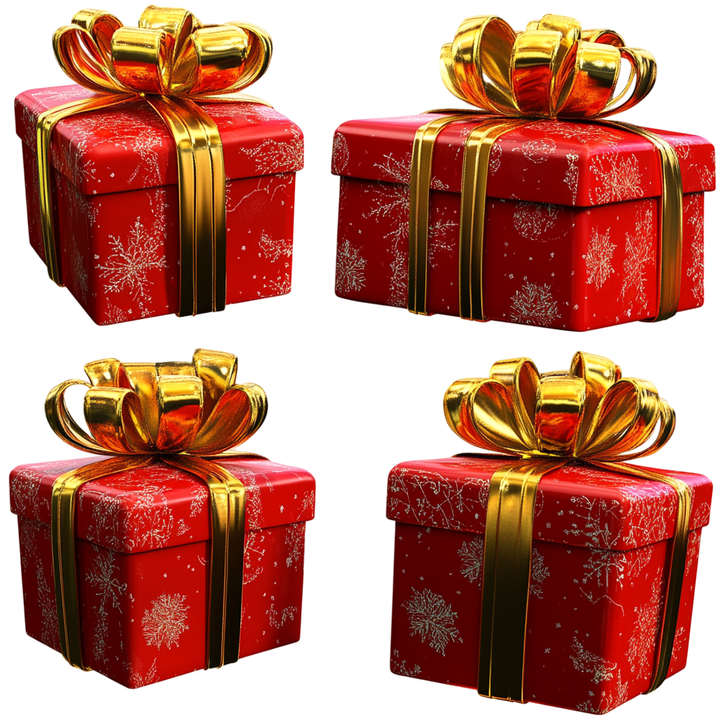 Free: Red Gift Boxes With Gold Ribbons Clipart, isolated white bac ...