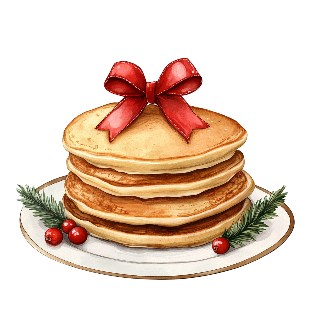 Free: Festive Christmas Pancakes with a Cute Bow on Top - nohat.cc