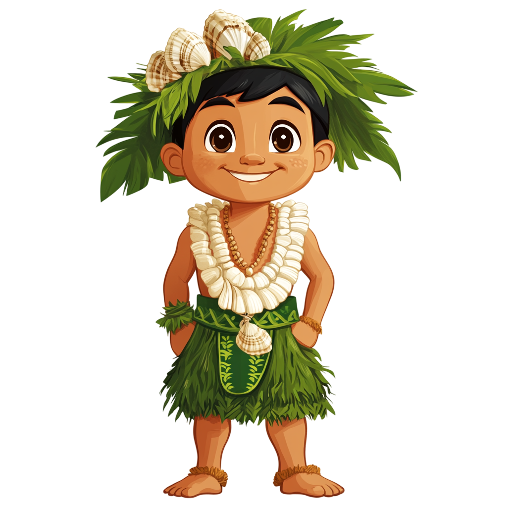 Free: a cartoon image of a CHamoru boy wearing traditional chamorr ...