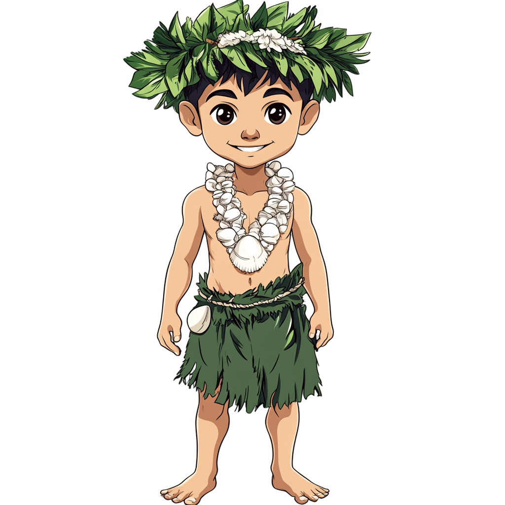 Free: a cartoon image of a CHamoru boy wearing traditional chamorr ...