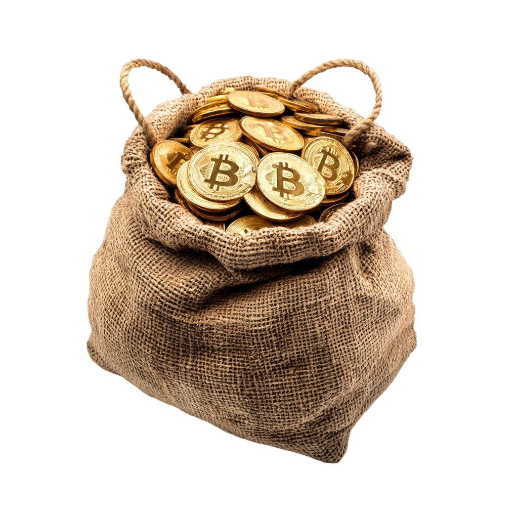 Free: Realistic Luxury Bitcoin Bag with Coins Isolated - nohat.cc